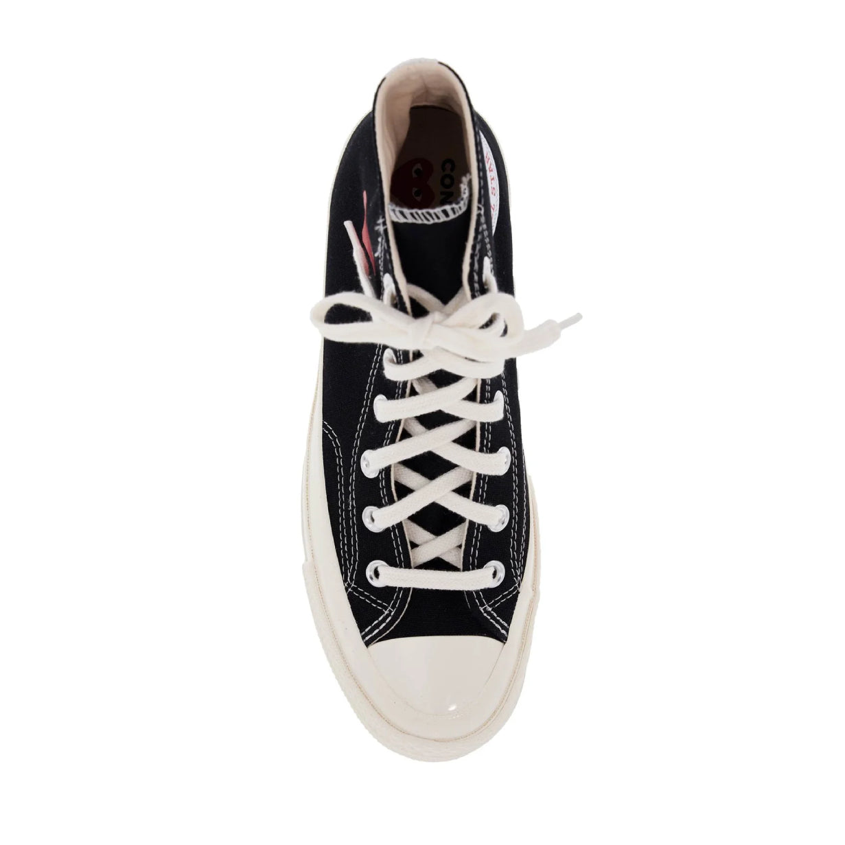 CDG PLAY X CONVERSE BLACK HIGH TOP SNEAKERS, FULL HEART – The Modern Shop